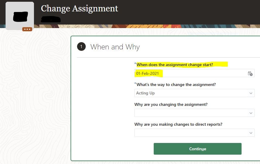 End Date in Change Assignment Quick Action — Cloud Customer Connect