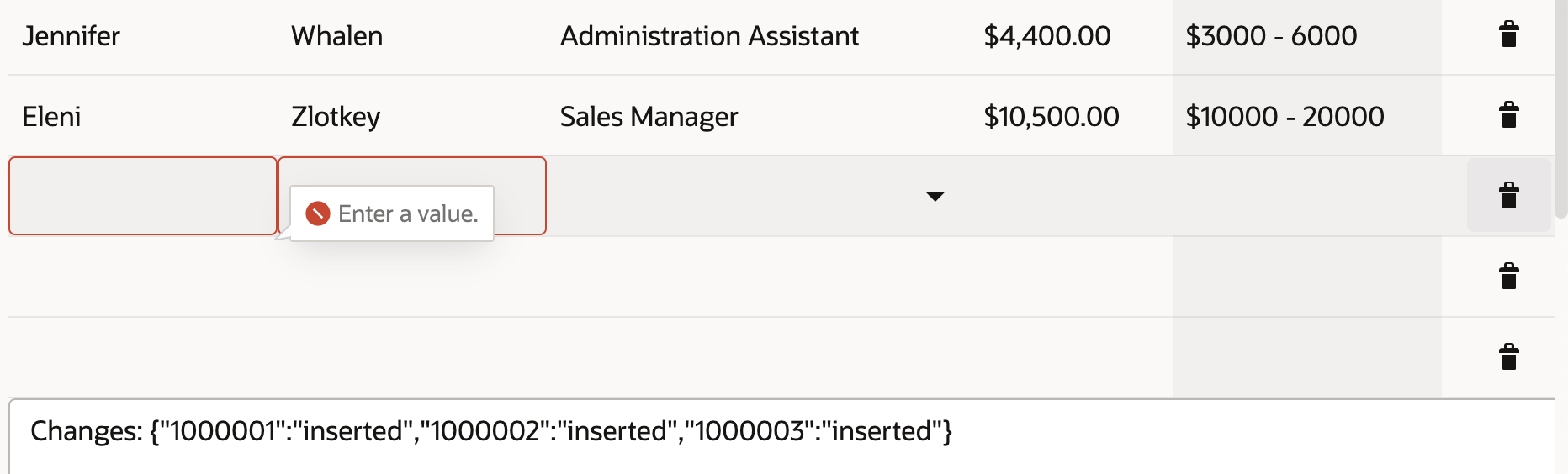Batch editable table - Next row not editable on abrupt delete of a ...