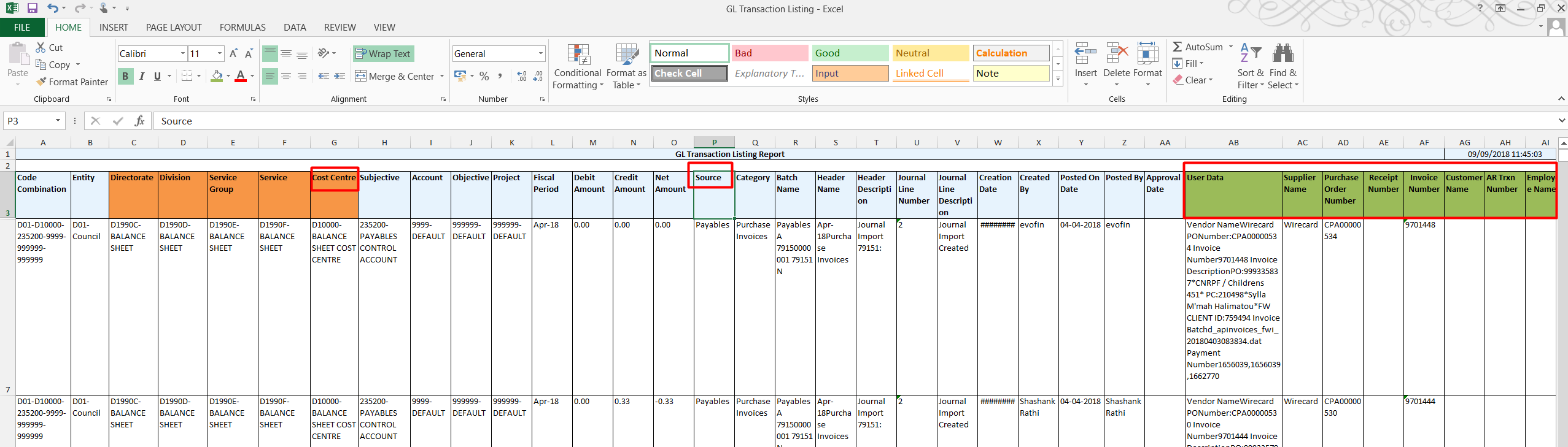 General Ledger Transaction Listing Report — Cloud Customer Connect