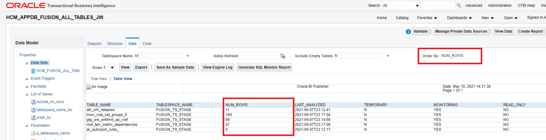 Pass Parameter to Order By condition in Data Model (BI Publisher) — Cloud Customer Connect