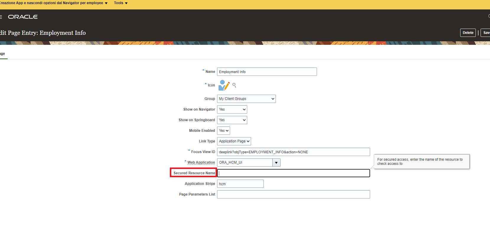 How to find the secured Resource Name of an internal application page — Cloud Customer Connect