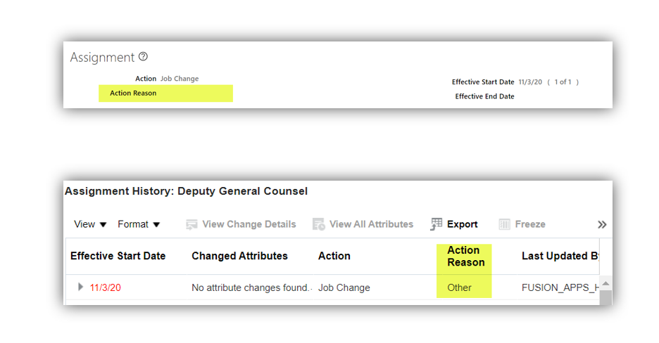 Action Reason does not display in UI — Cloud Customer Connect