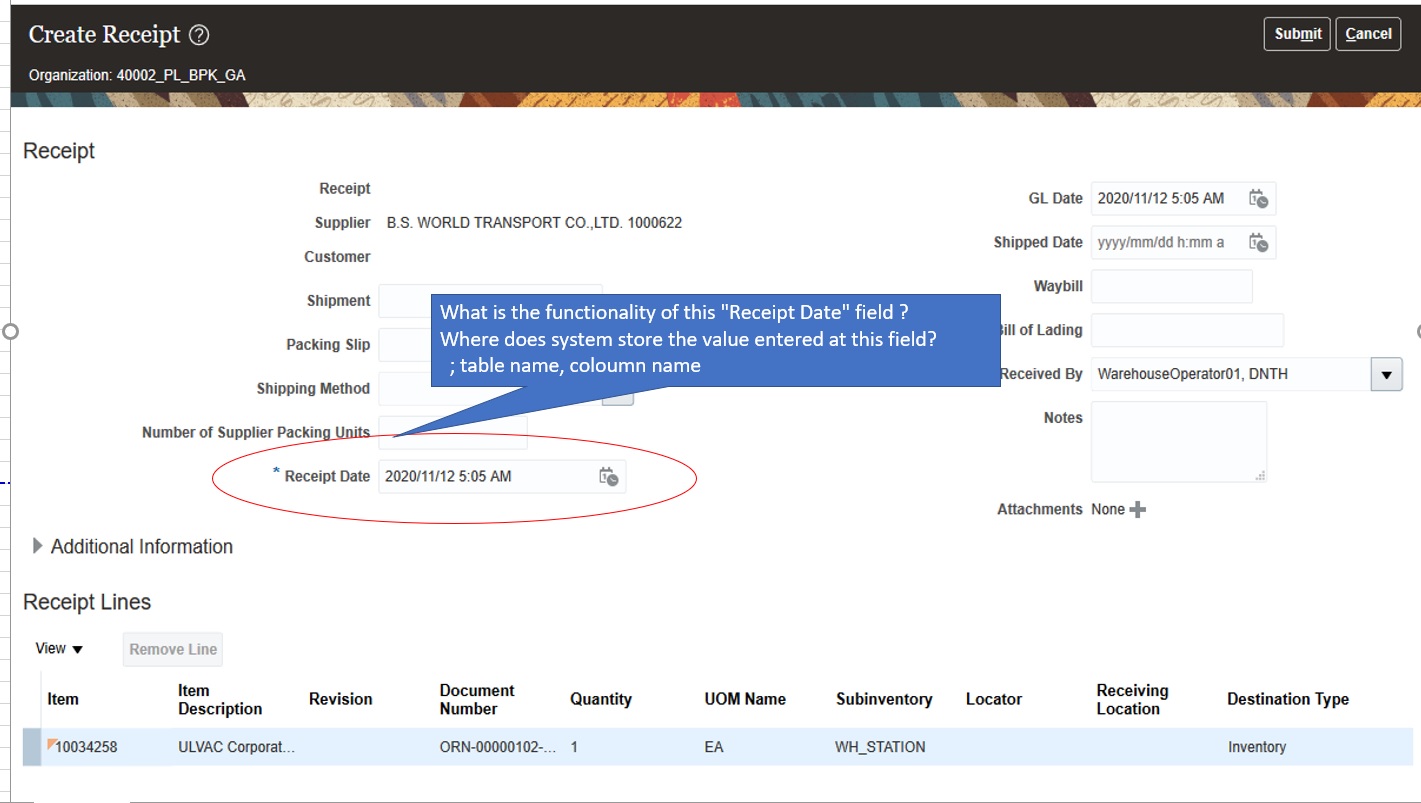 What is the functionality of "Receipt Date" field on Create Receipt ...