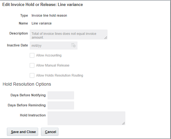 Invoice/Distribution Variance Hold Workflow — Cloud Customer Connect