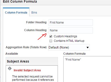 OTBI - Set the column heading label for multiple columns — Cloud Customer Connect