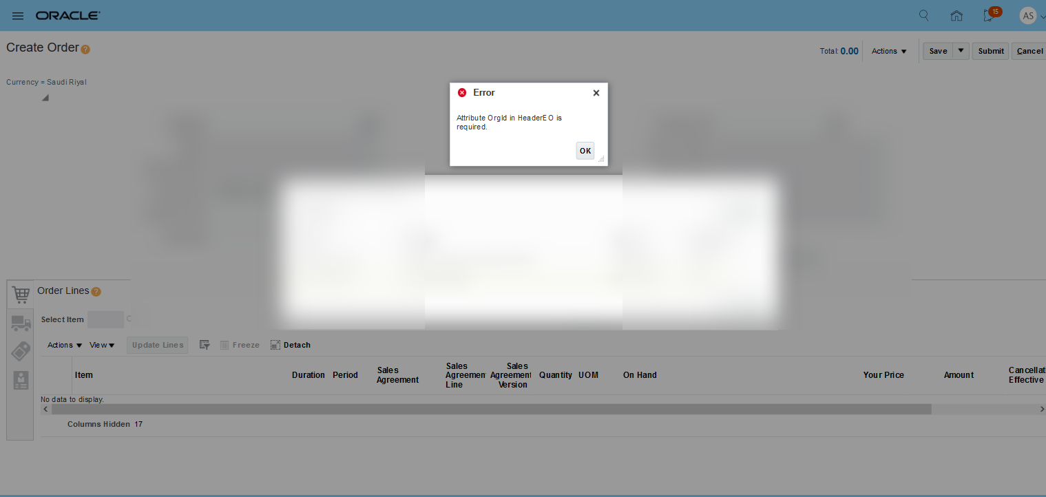"Attribute OrgId in HeaderEO is required" Error — Cloud Customer Connect