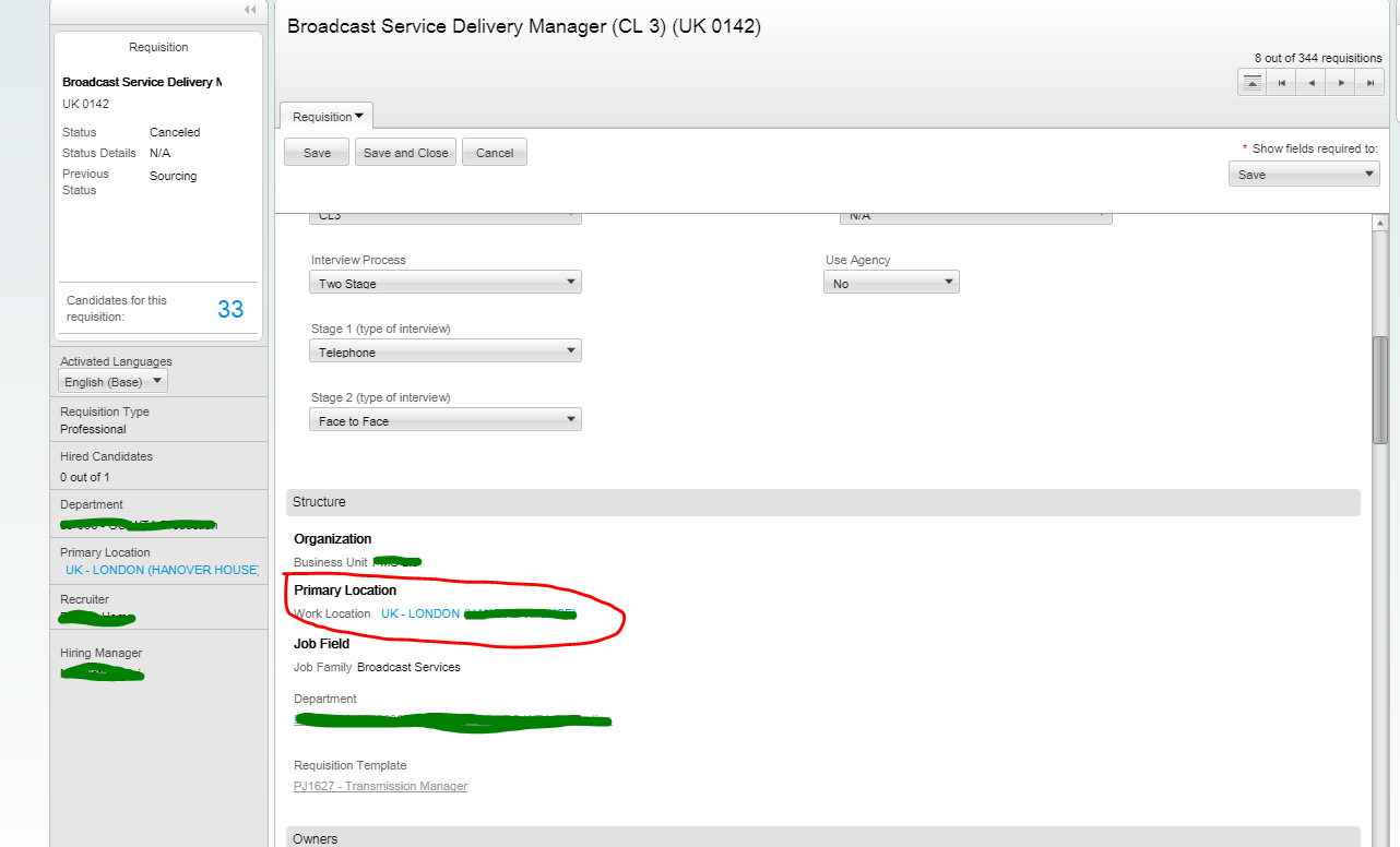 Updating Location Structure Of Posted Requisition — Cloud Customer Connect