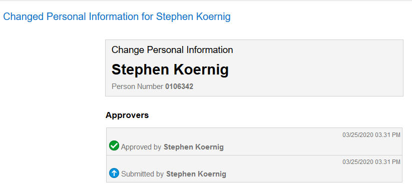 Change Address FYI notification to Initiator after final approval has no data in it — Cloud ...