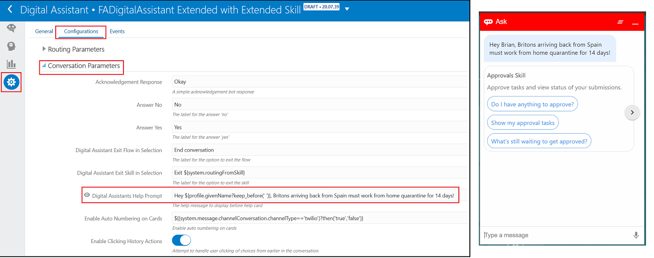 How to display the user's name in the welcome message — Cloud Customer ...