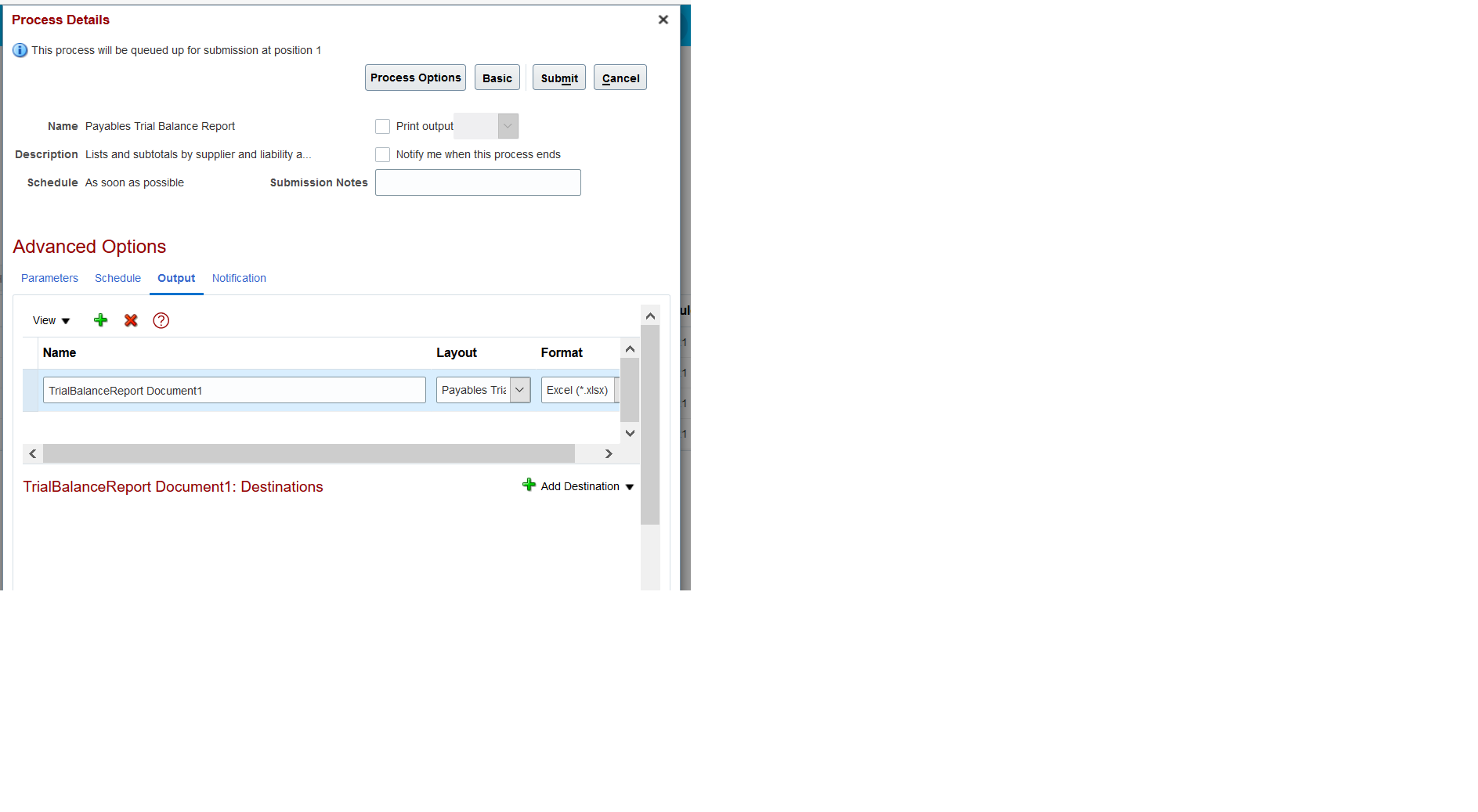 How to add default layout to ESS process 'Payables Trial Balance Report ...