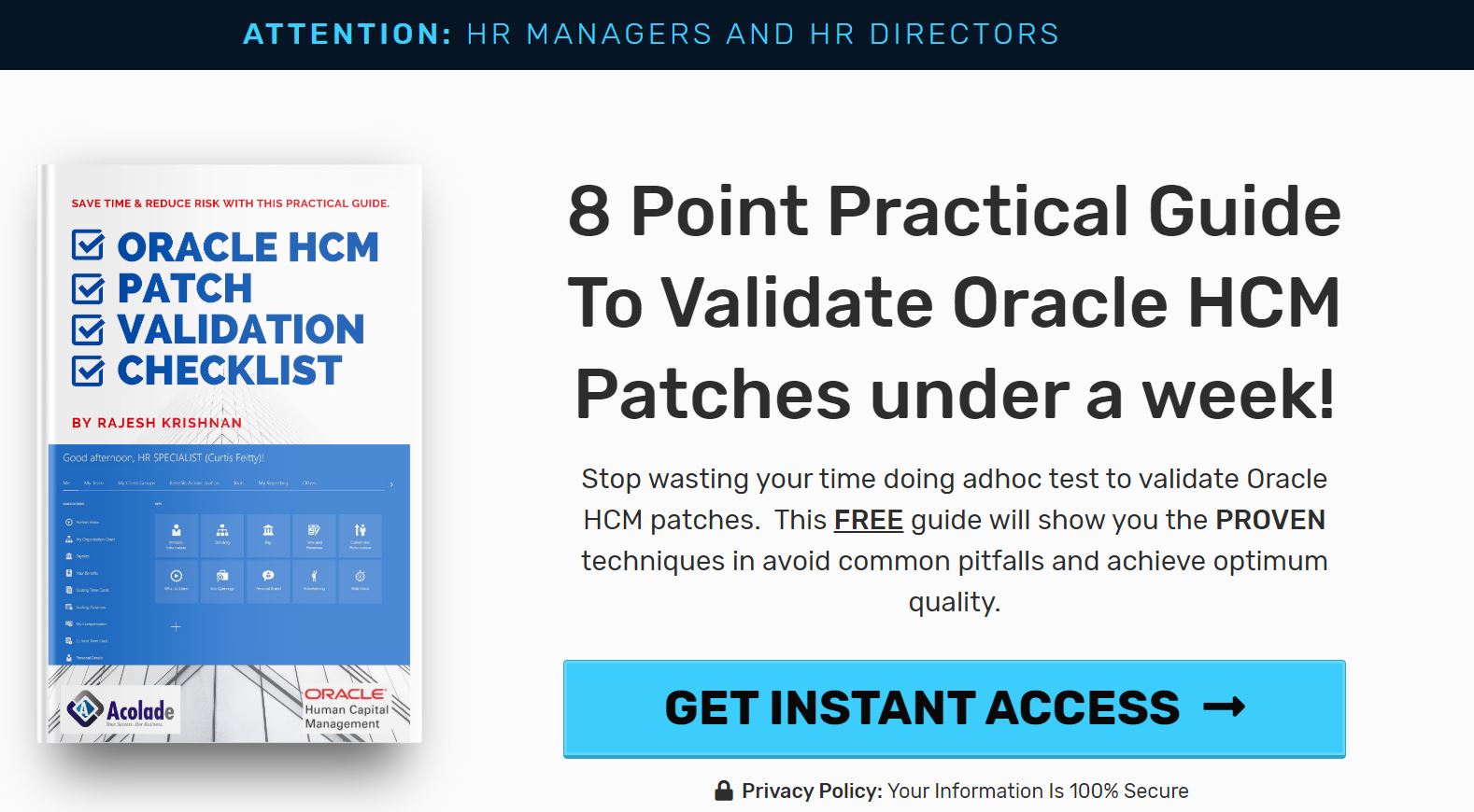 Checklist to test HCM quarterly patches more efficiently and easily ...