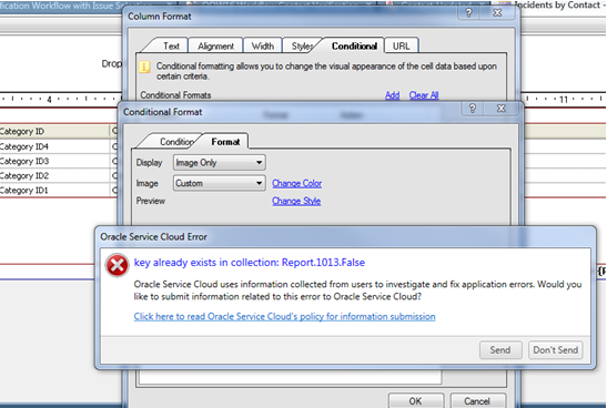 Conditional Formatting Report Column Key Already Exists Error — Cloud Customer Connect