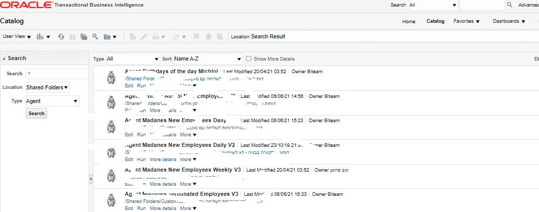 OTBI Agents and BI publisher scheduling us there a Report displaying the active scheduling ...