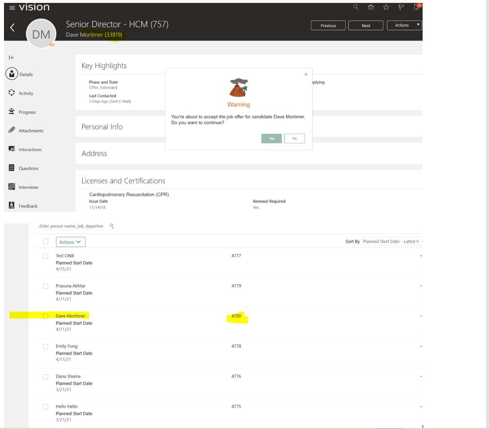candidate number and Person NUmber — Cloud Customer Connect