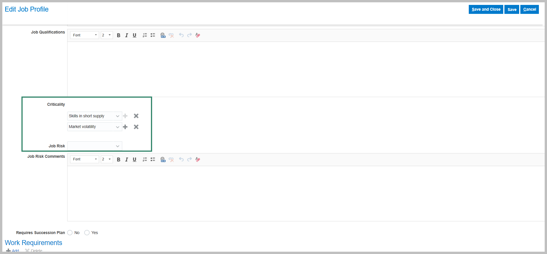 Job Profile Criticality And Job Risk — Cloud Customer Connect