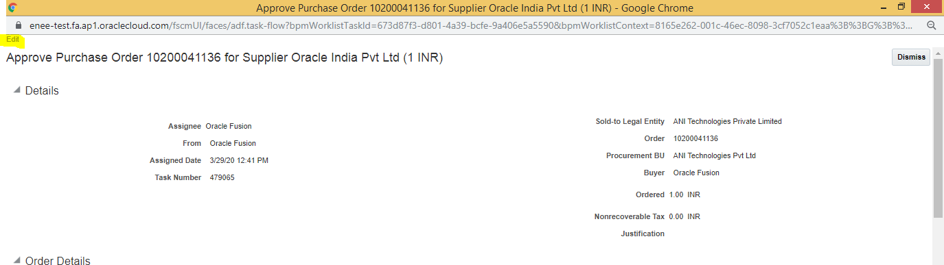 How To Enable Edit Button Appear On Bpm Worklist Approval Notification Window — Cloud Customer