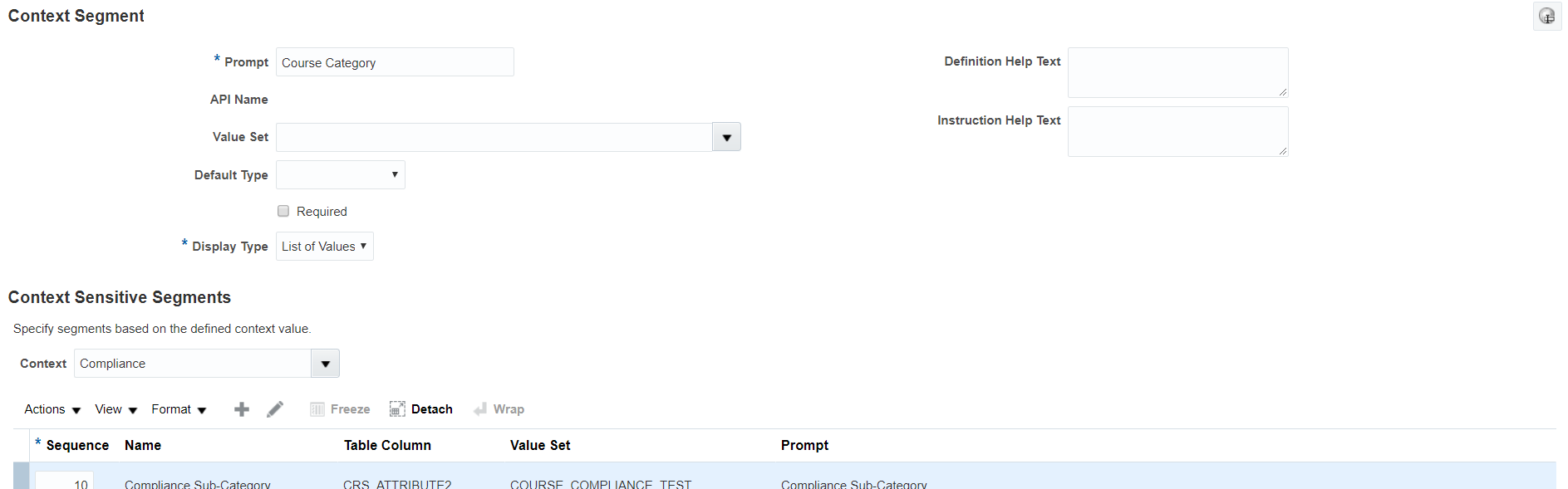 Descriptive Flexfield Table — Cloud Customer Connect