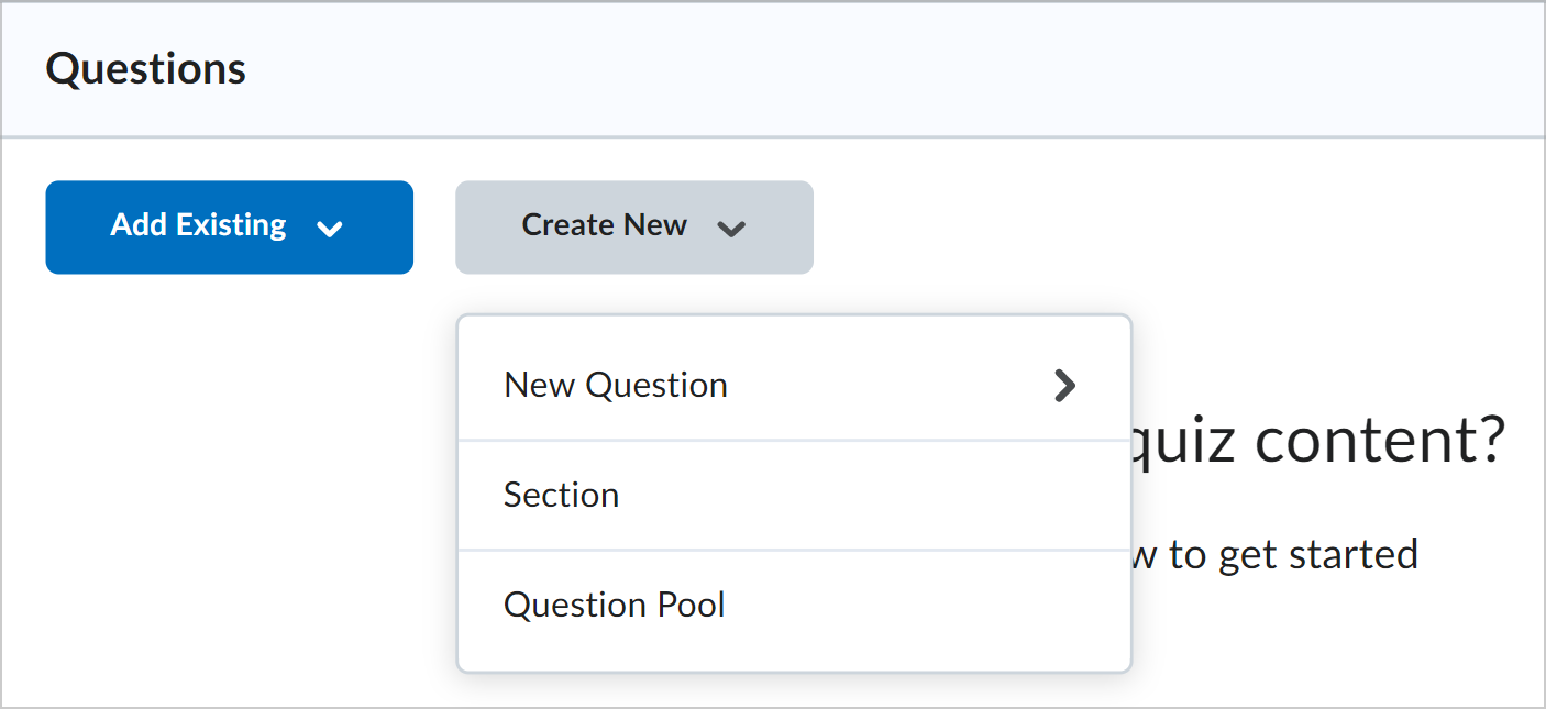 Manage quiz questions - Brightspace