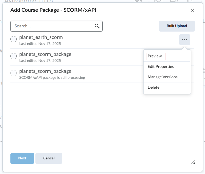 Import and manage SCORM - Brightspace