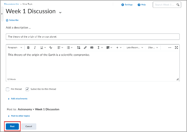 Communicate with others using Discussions - Brightspace