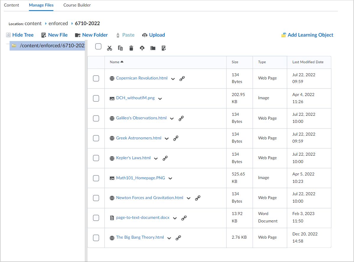 About Manage Files - Brightspace