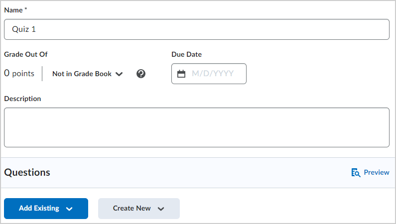 Create and configure a quiz - Brightspace