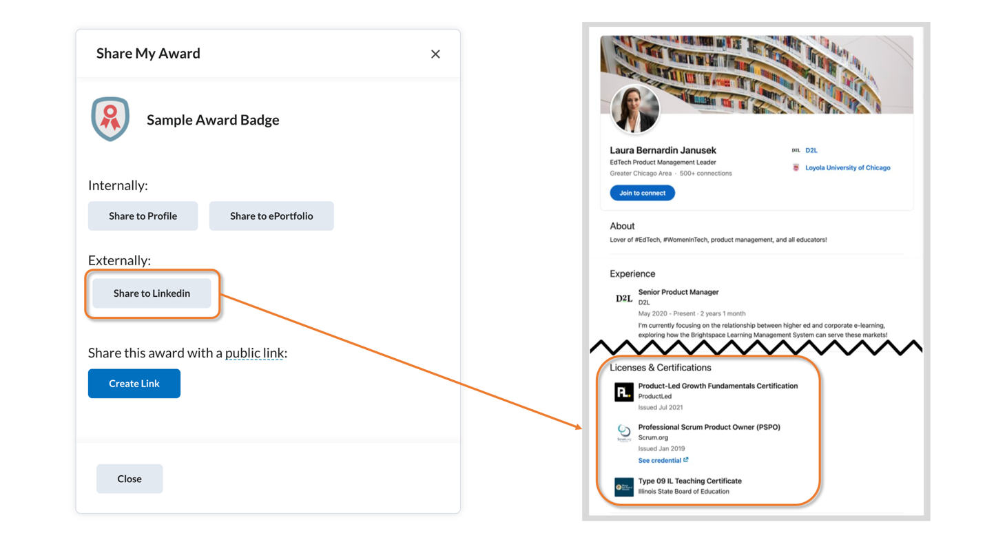 Share Awards To Your LinkedIn Profile Brightspace