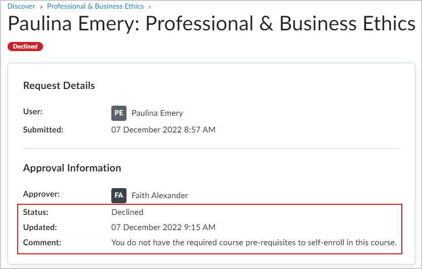 Search for courses and self-enroll using Discover - Brightspace