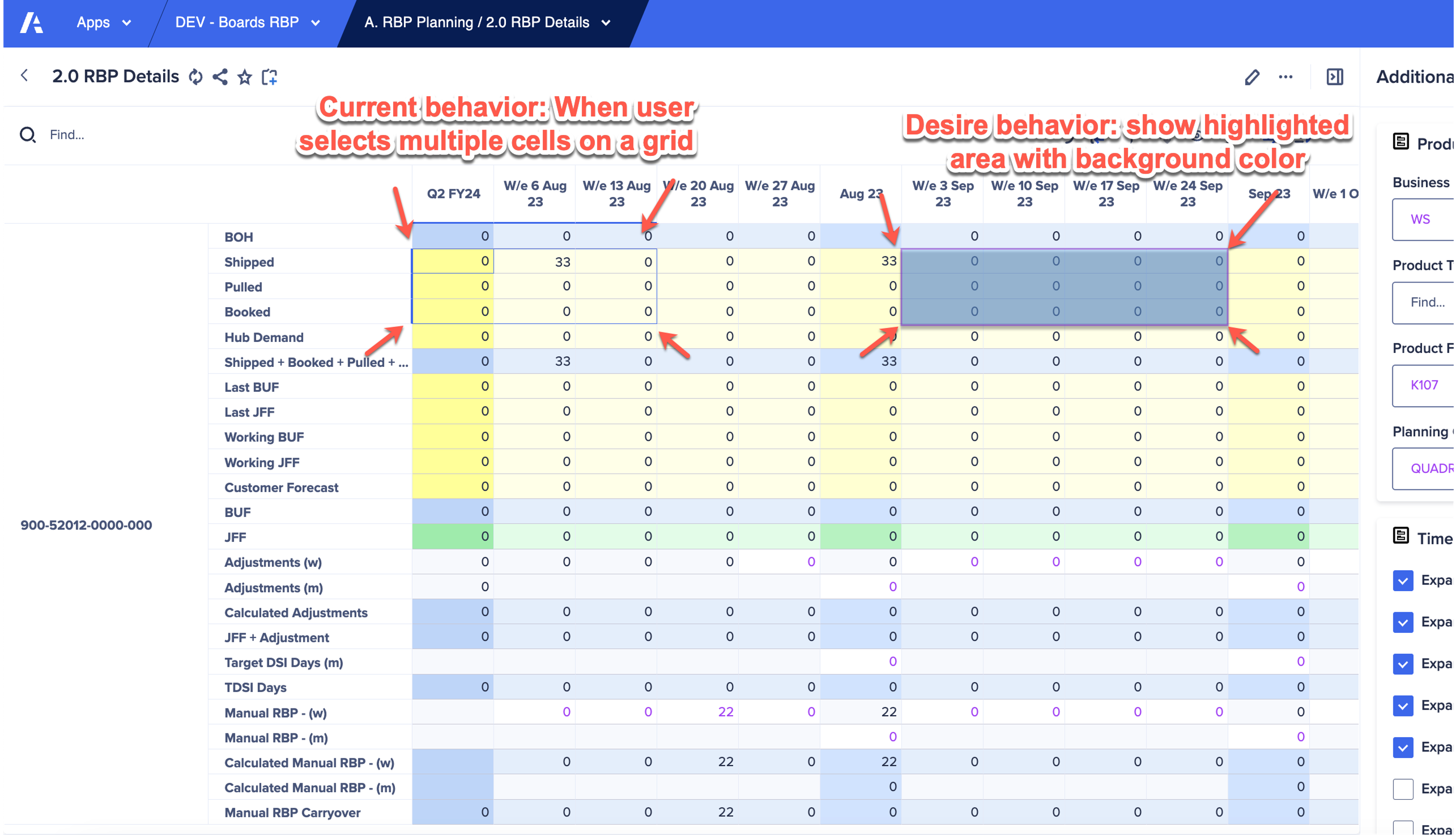 Highlight Selected Cells In The Grid Anaplan Community