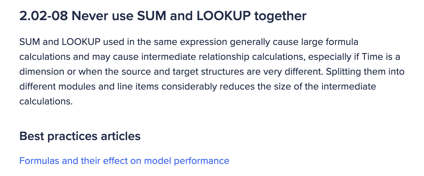 Performace of using LOOKUP and SUM in the same formula - Anaplan Community