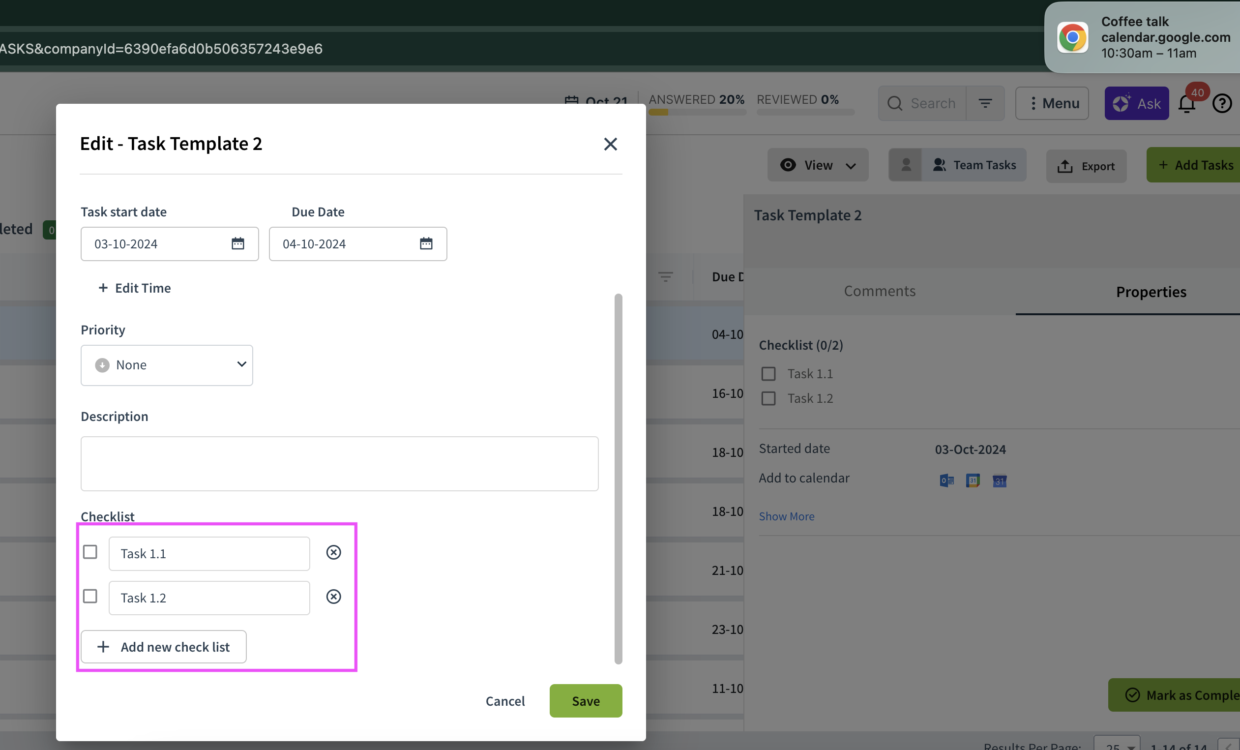 Task Template - Task Mobility and Edit options - Responsive Community