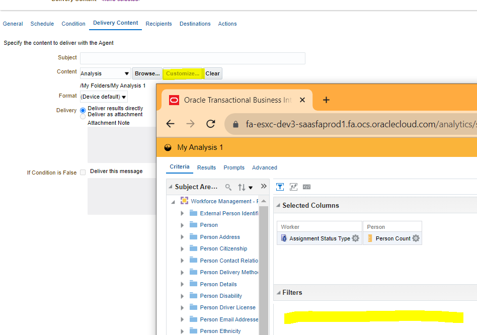 Schedule An Otbi Agent To Send The Analysis Using Parameters — Oracle 1330