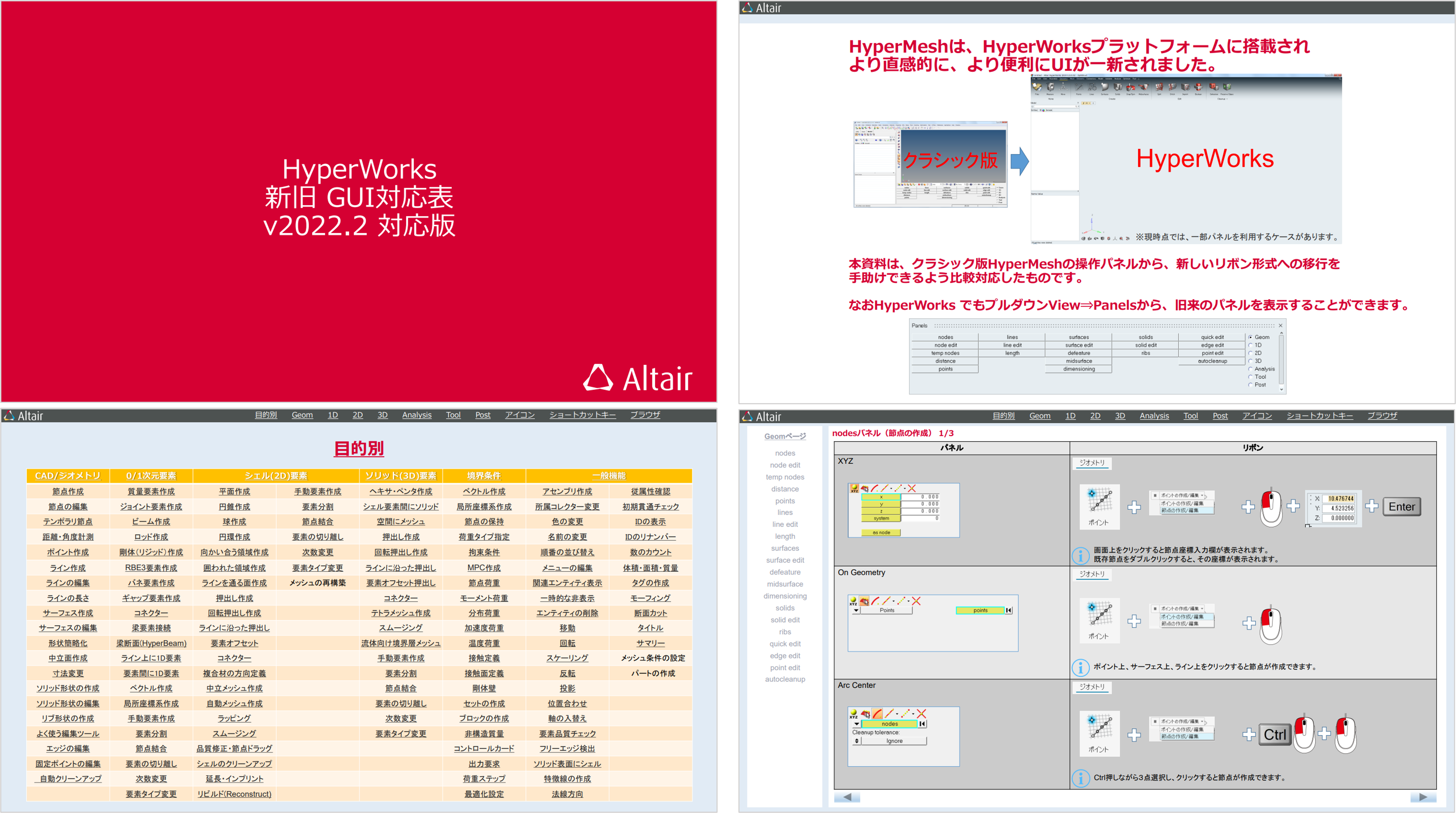 HyperMesh 新旧GUI対応表 Ver.2022.2 - Altair Community