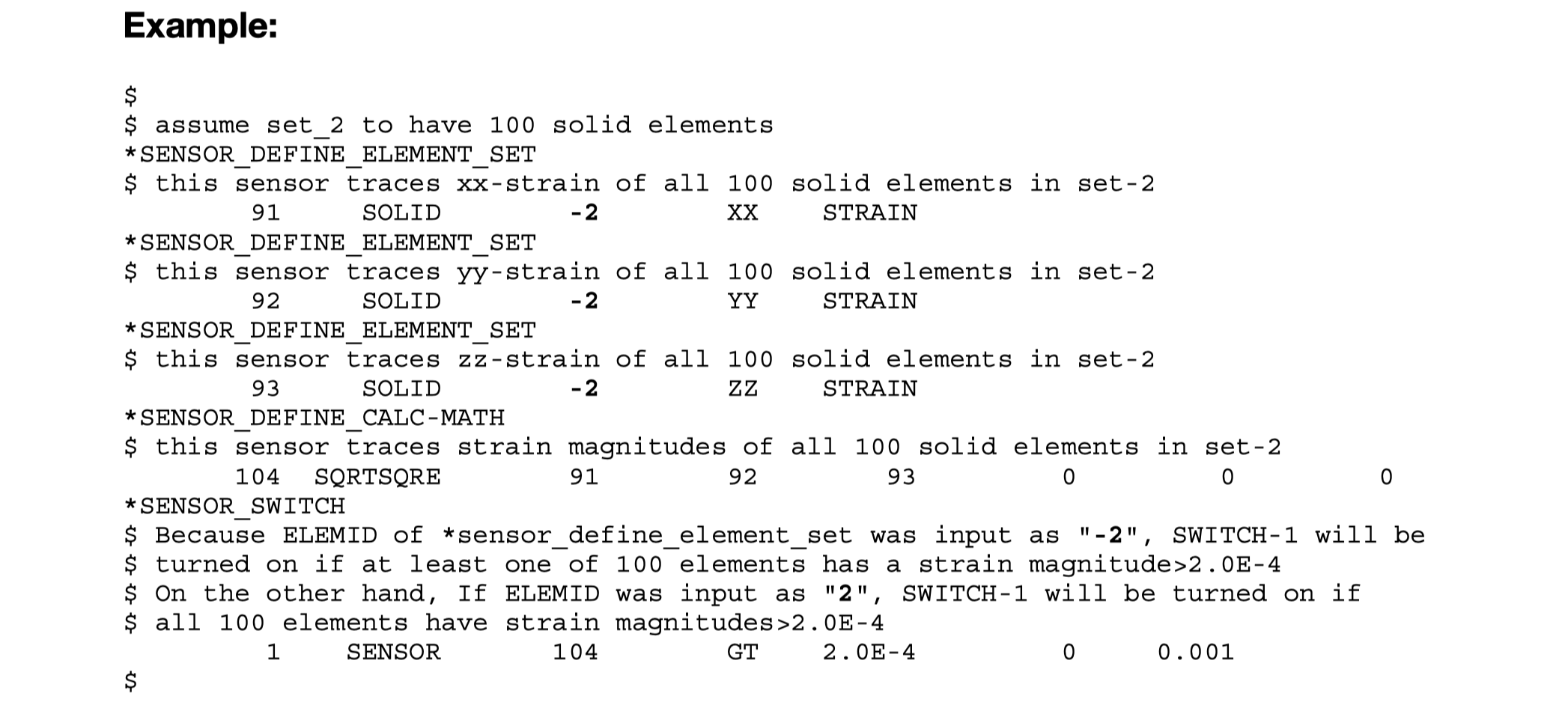 How to set up sensor_define_element_set without SETOPT parameter ...