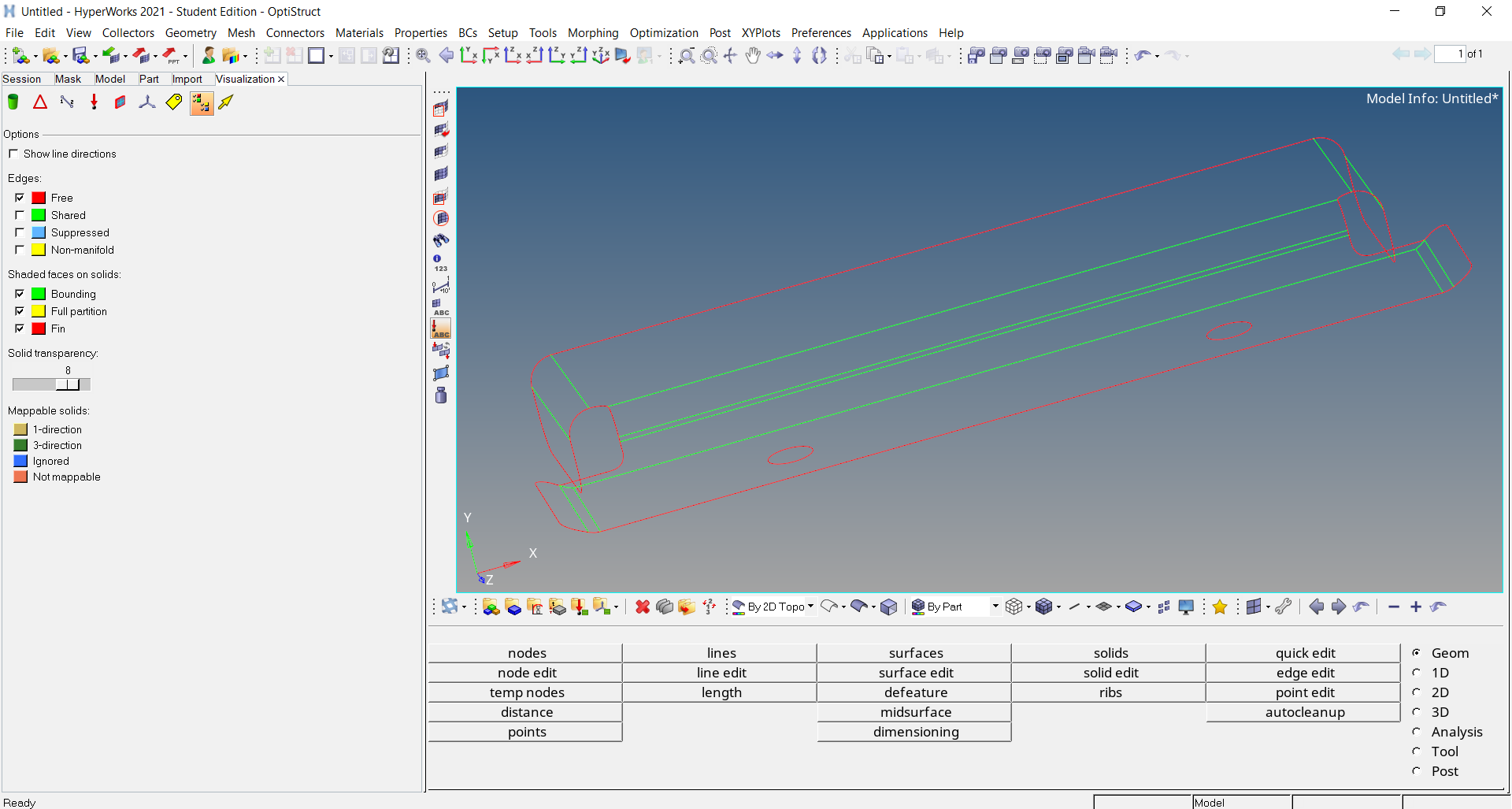 While using visualization in hyperworks desktop 2021, the edges are not ...