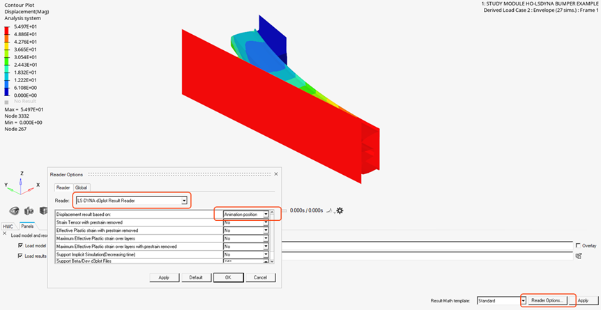 HyperView: how to set an envelope on displacement for LS-Dyna results ...