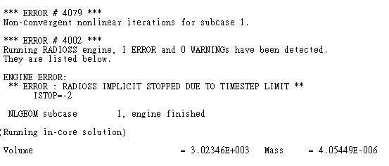 Optistruct NLGEOM contact with gap, error#4002, error#4079 - Altair ...