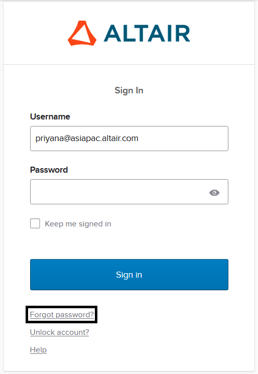 Forgot the Password but remember the security question - Altair Community