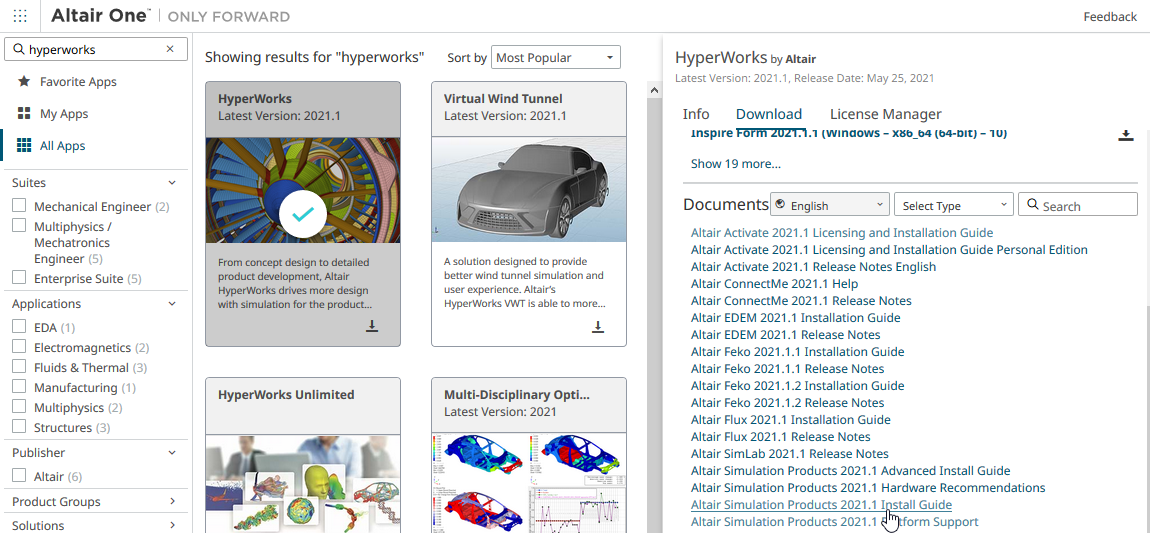 Downloading Altair Simulation Products Installer - Altair Community