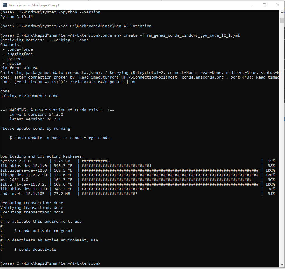 Miniforge Setup for the Generative Models Extension for Altair AI ...