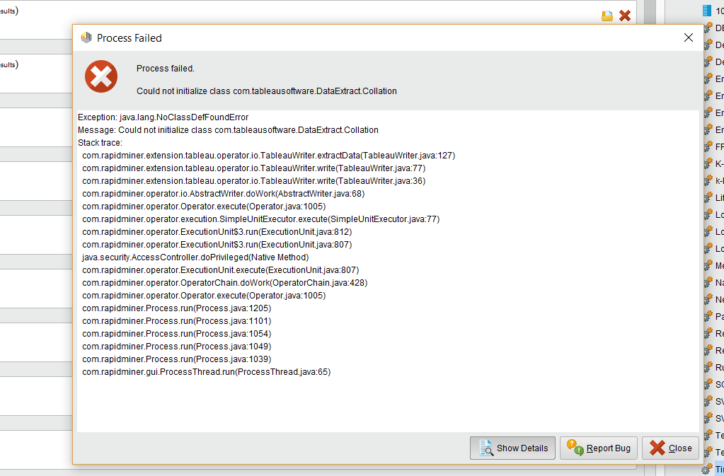 RapidMiner - Tableau Data Extract Error... — Altair Community