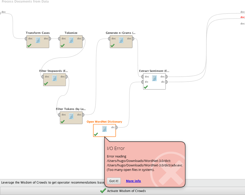 Too many files open in system (WordNet) — Altair Community