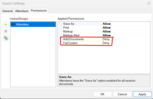 Ability to change default permission settings for sessions - Bluebeam ...