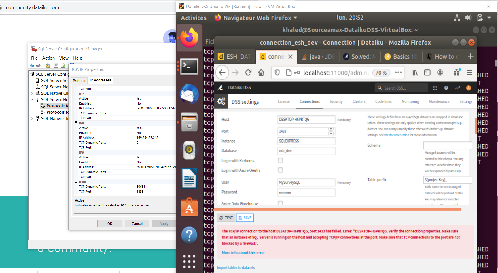 TCP/IP connection to the server failed — Dataiku Community