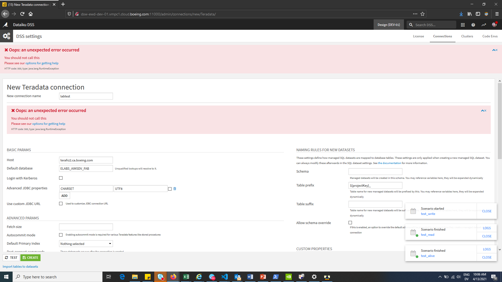 Allow users to create Teradata connections — Dataiku Community