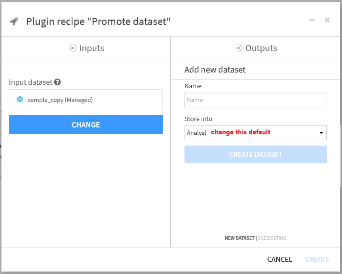Change default connection for custom recipe — Dataiku Community