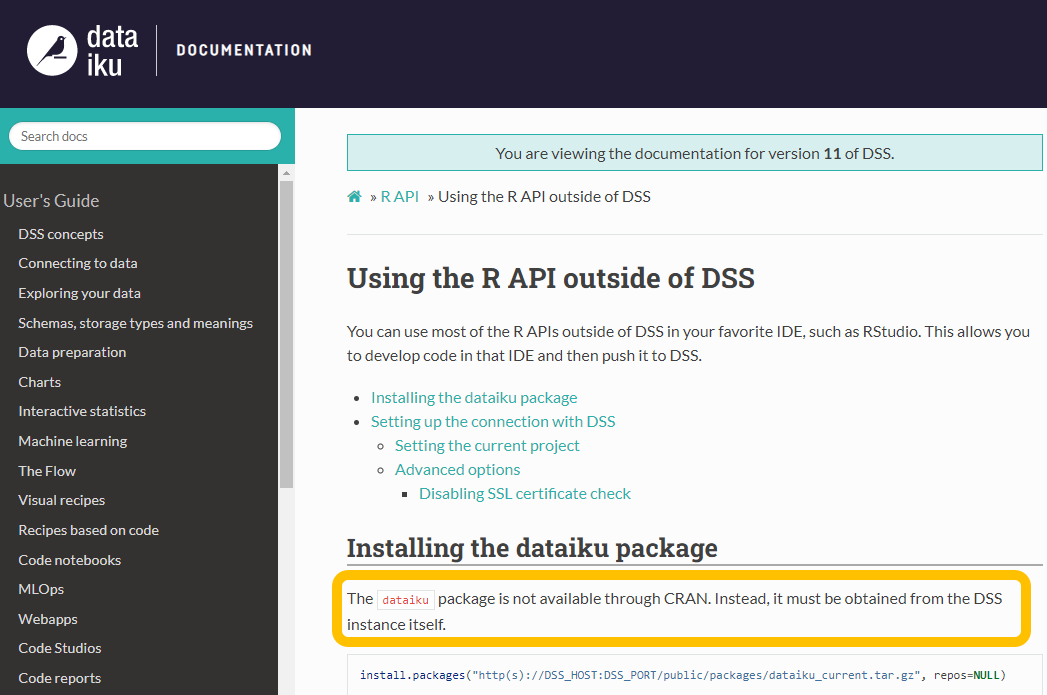 Use the R API Outside Dataiku DSS — Dataiku Community