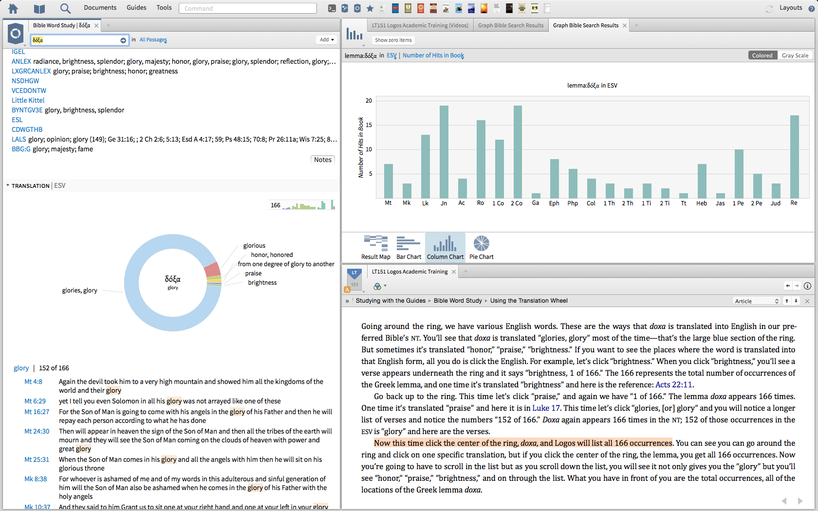 Display of applicable verses for each English word in Translation Wheel ...