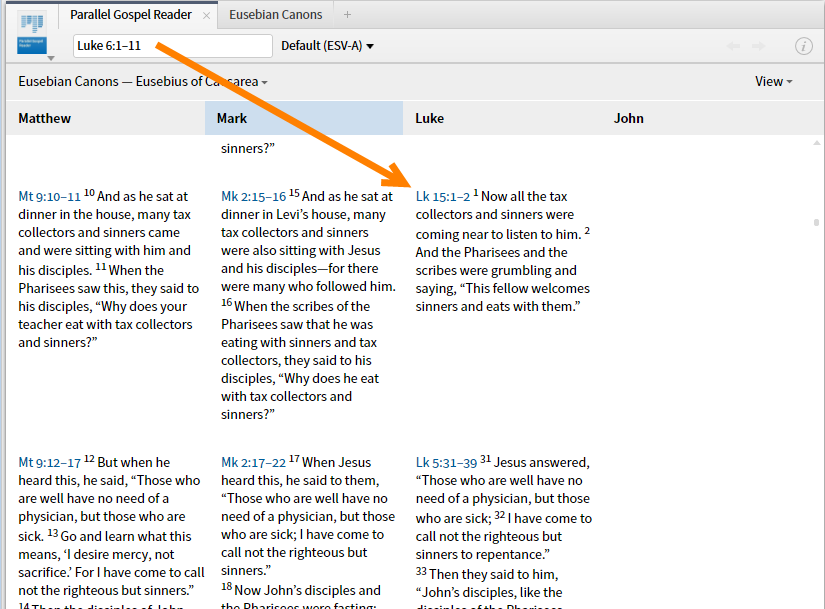 BUG: Parallel Gospel Reader - Logos Community
