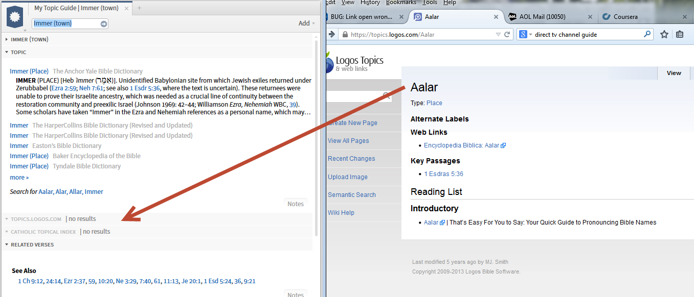BUG: Topic Guide "Aalar" and other redirects - Logos Community